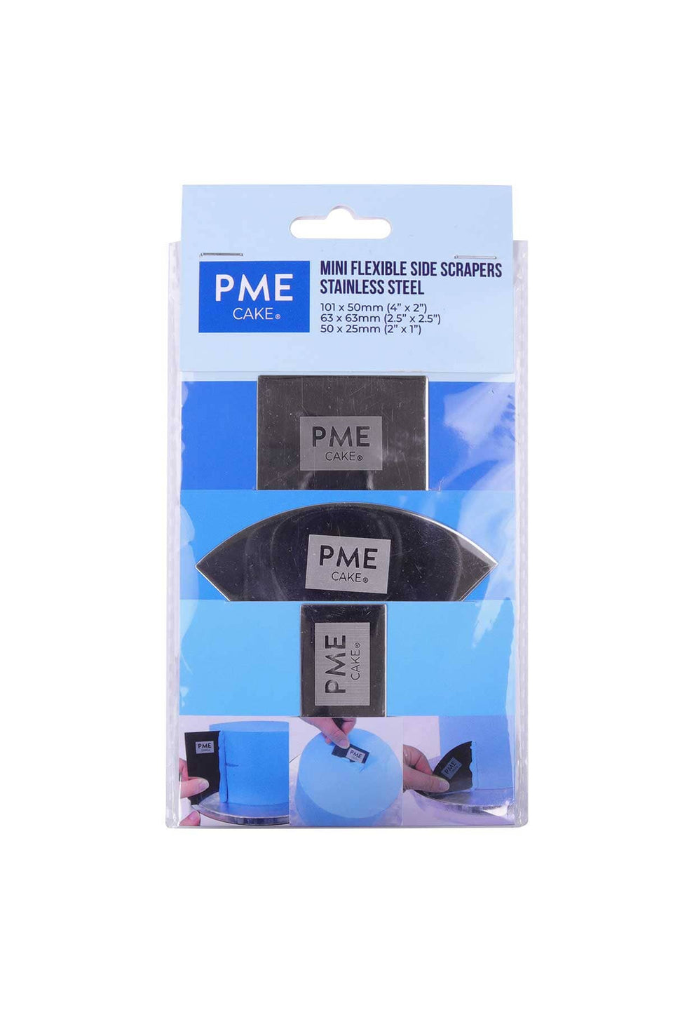 PME - Mini Steel Flexible Side Scrapers - Set of 3 | SPRINKLY.co.uk